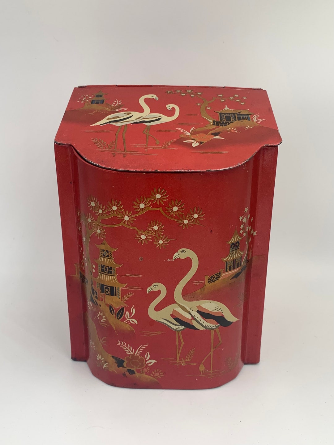 Vintage Baret Ware Tin With Cranes and Pagoda Decoration - Etsy