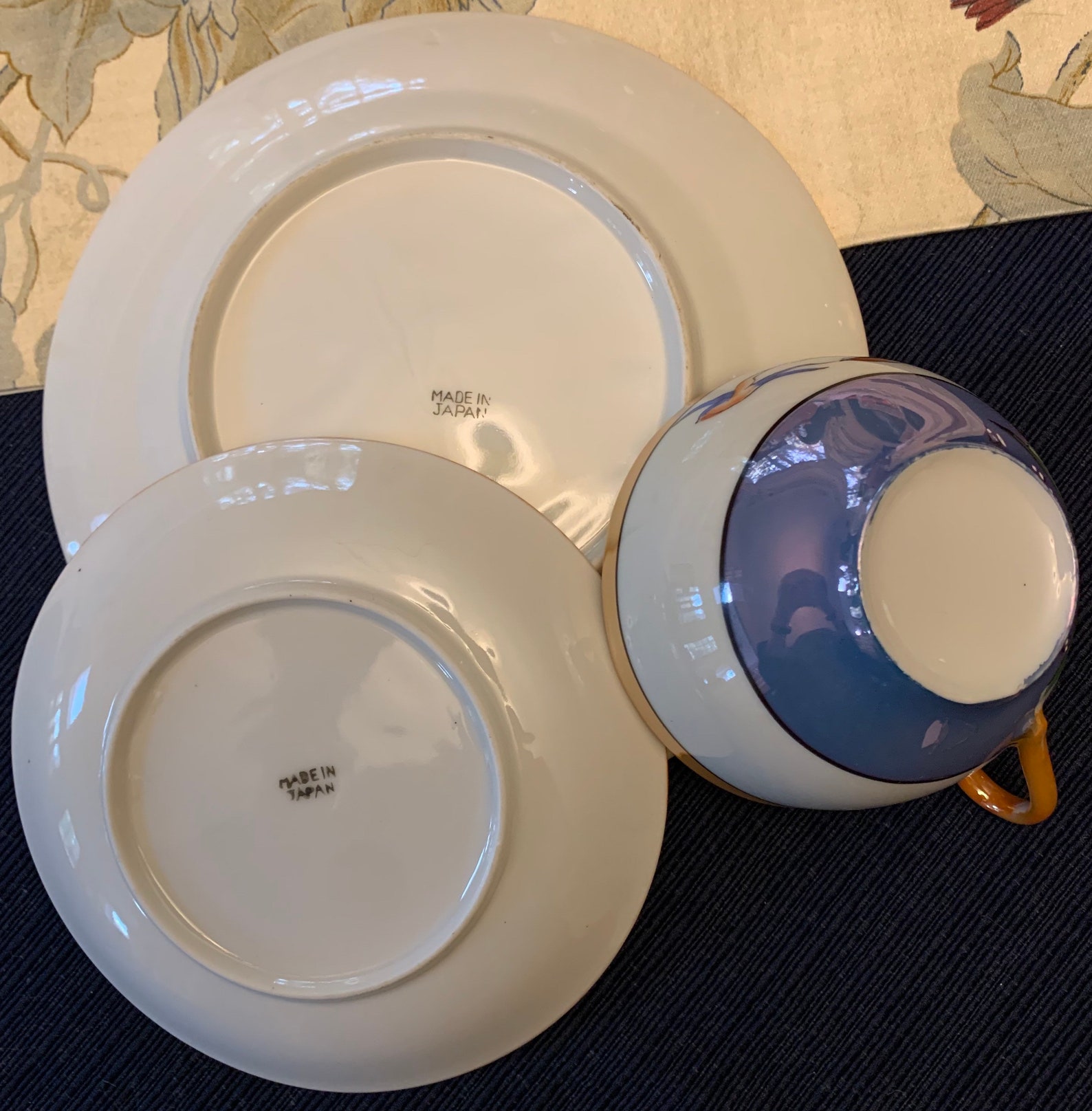 Vintage Japanese Lusterware Blue Bird Tea Cups and Dessert - Etsy