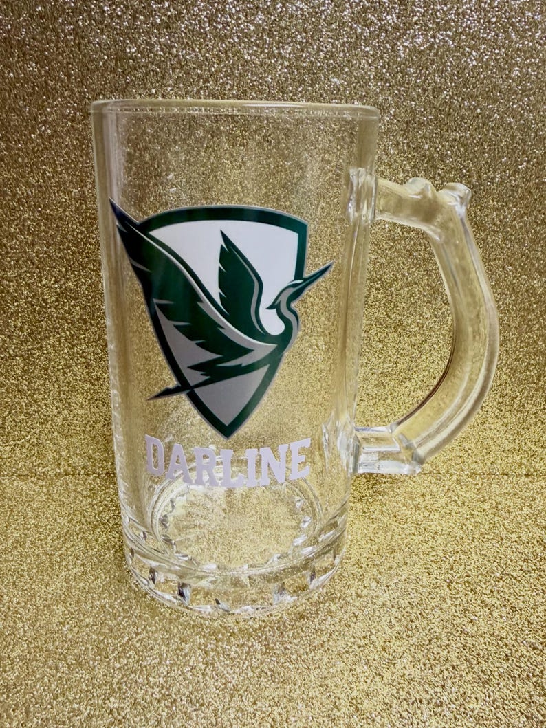 Custom College Logo Beer Stein: Personalized Glass Mug (16oz or 26oz ...