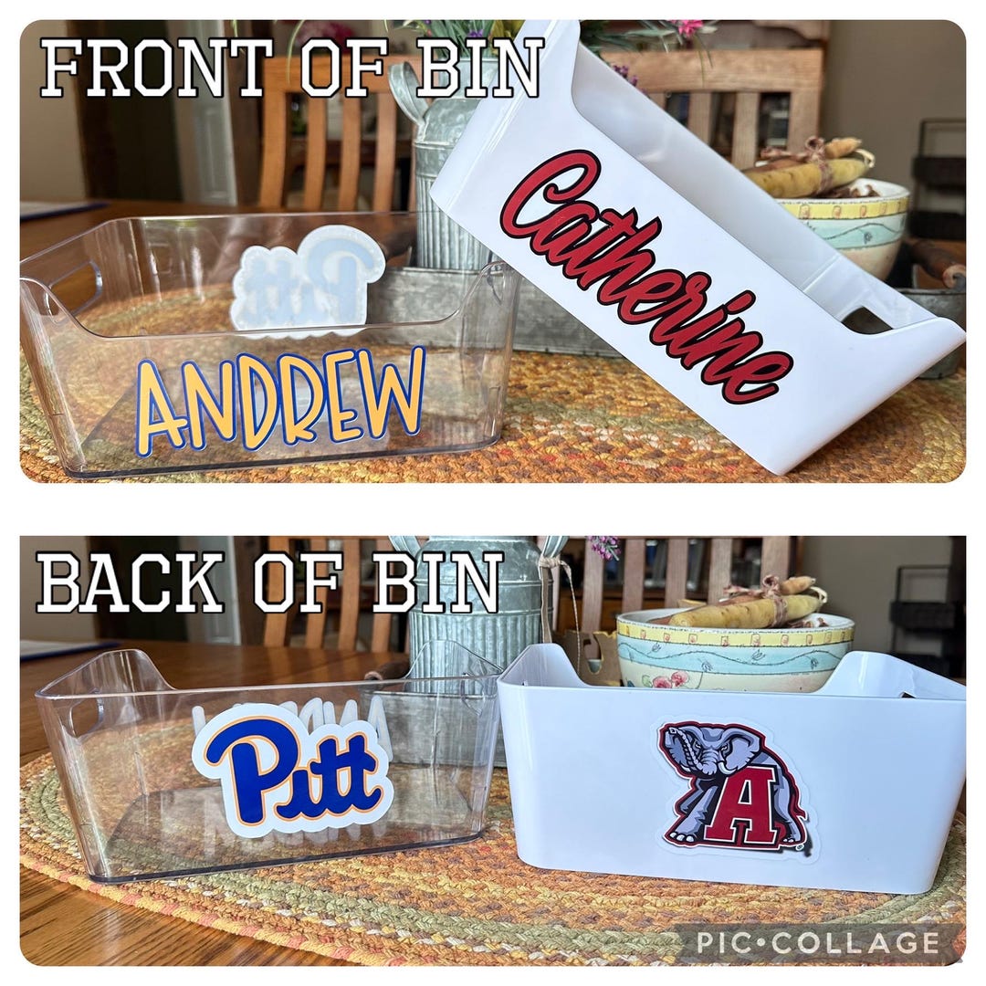 PERSONALIZED COLLEGE LOGO Organizational Storage Bin Box, Acrylic Bin ...