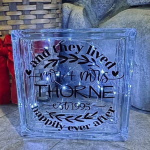 Personalized Glass Block With Fairy Lights, Wedding Gift - Etsy