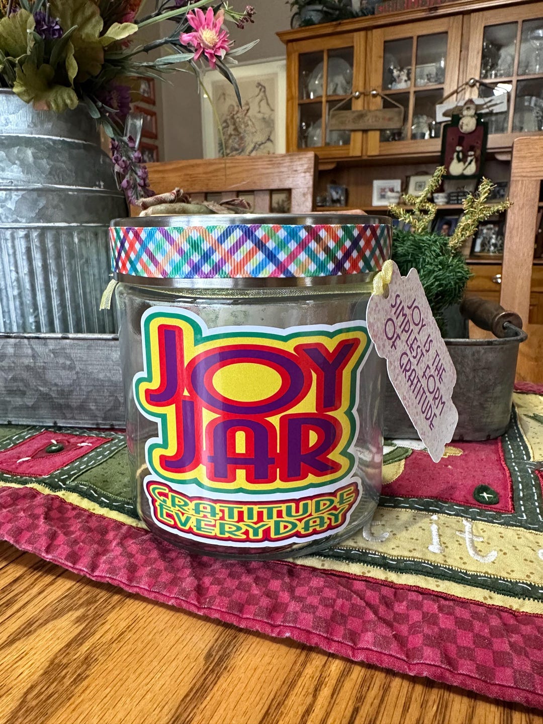 JOY JAR Glass Jar With Stainless Steel Lid and Ribbon, Glass Jar ...