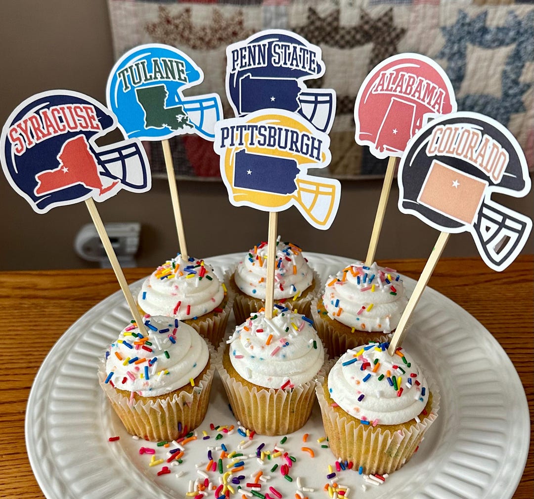 SET of 12 CUPCAKE College Pride Cupcake Toppers or Dessert Topper ...