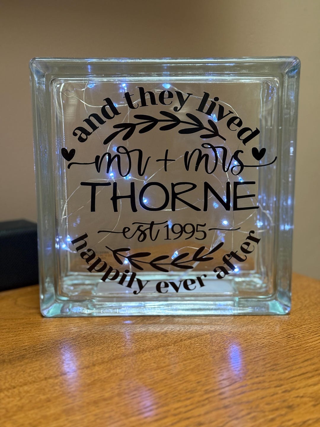 Personalized Glass Block With Fairy Lights, Wedding Gift - Etsy