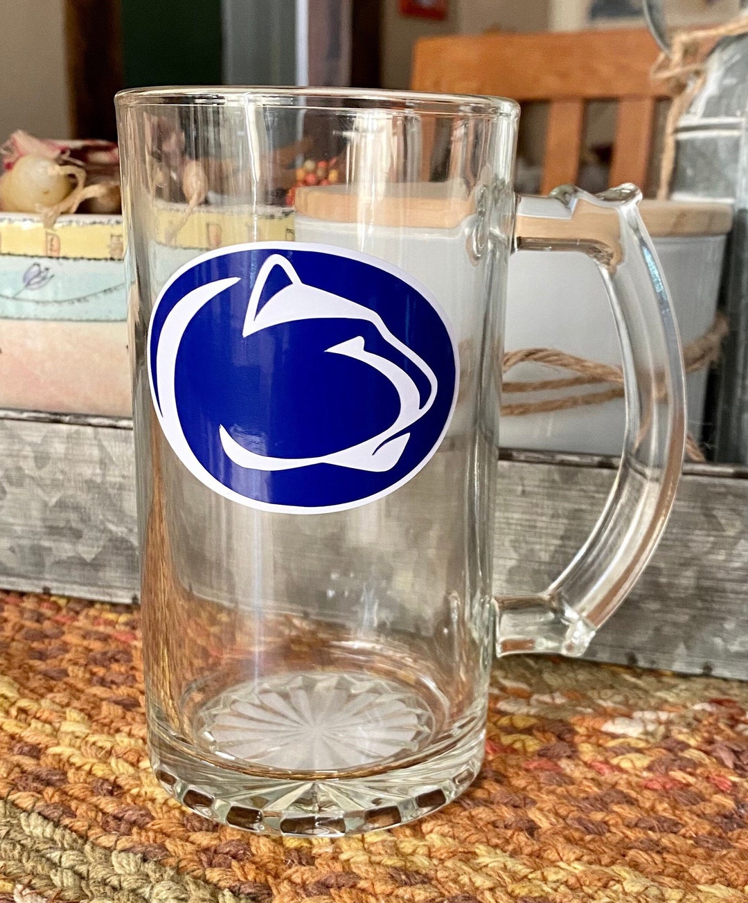 CUSTOM GLASS BEER 16oz or 26oz Stein, College Merch, College Gift ...