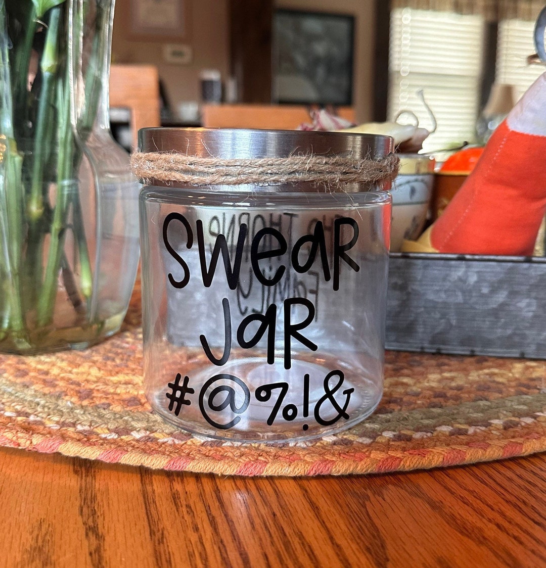 Glass Swear Jar With Stainless Steel Lid And Twine Swear Jar Swear Money Jar Curse Jar