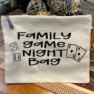 FAMILY GAME NIGHT Personalized 12”x9” Zippered Tote, Personalized Tote ...
