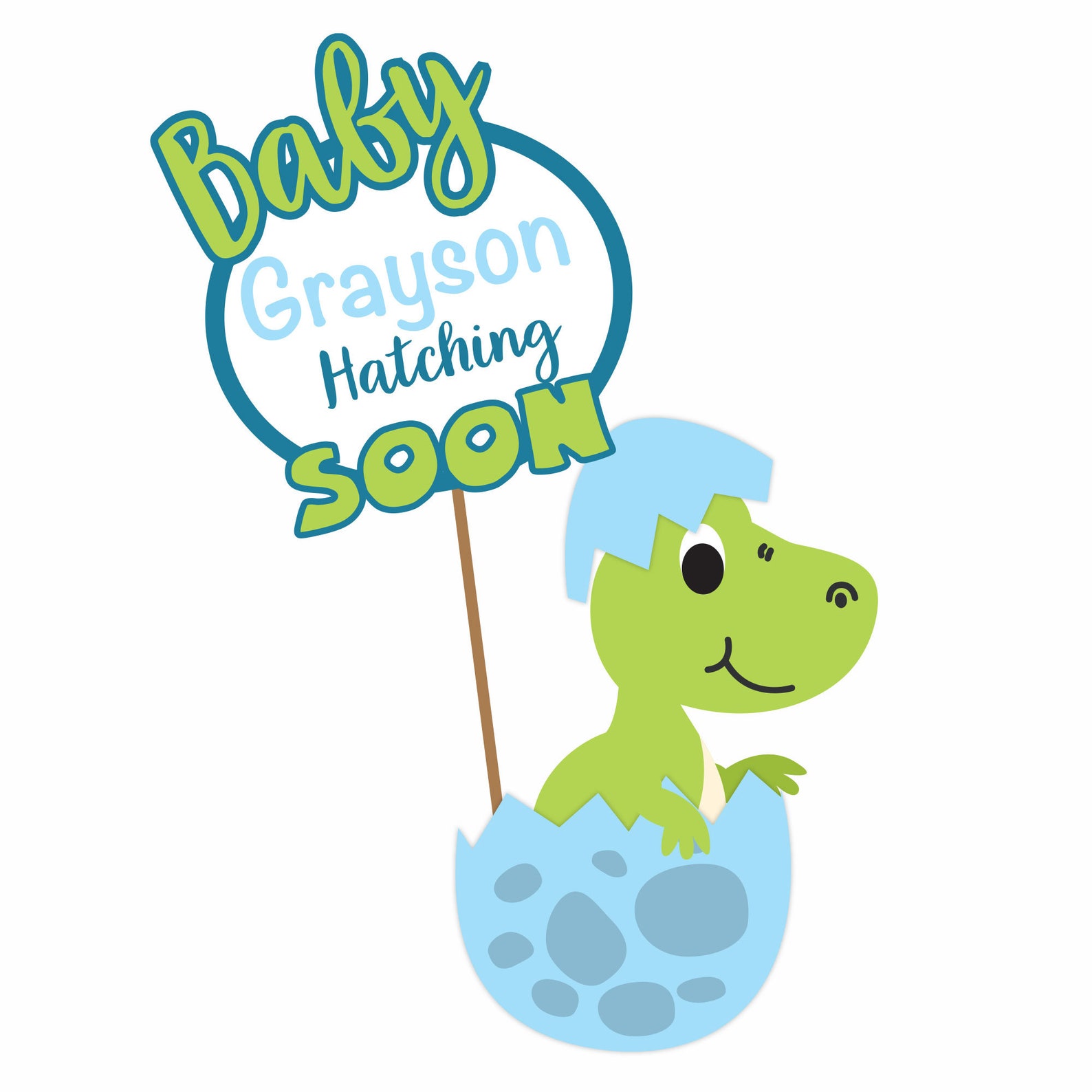 Custom Baby Hatching Soon Baby Shower Dinosaur Card Stock Sign. - Etsy