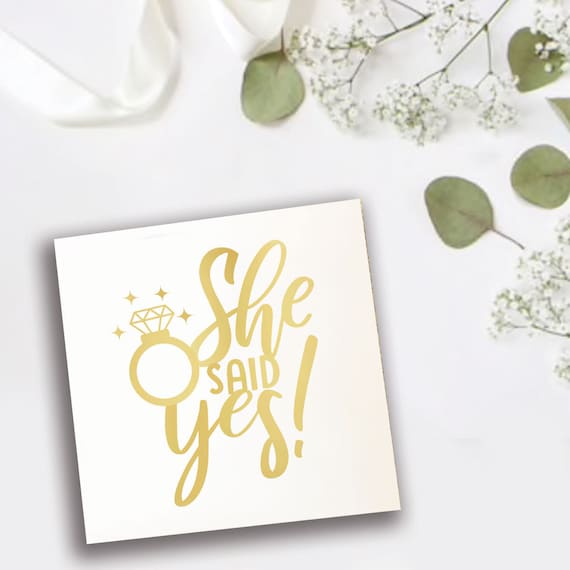 She Said Yes White wooden sign with custom colour vinyl | Etsy