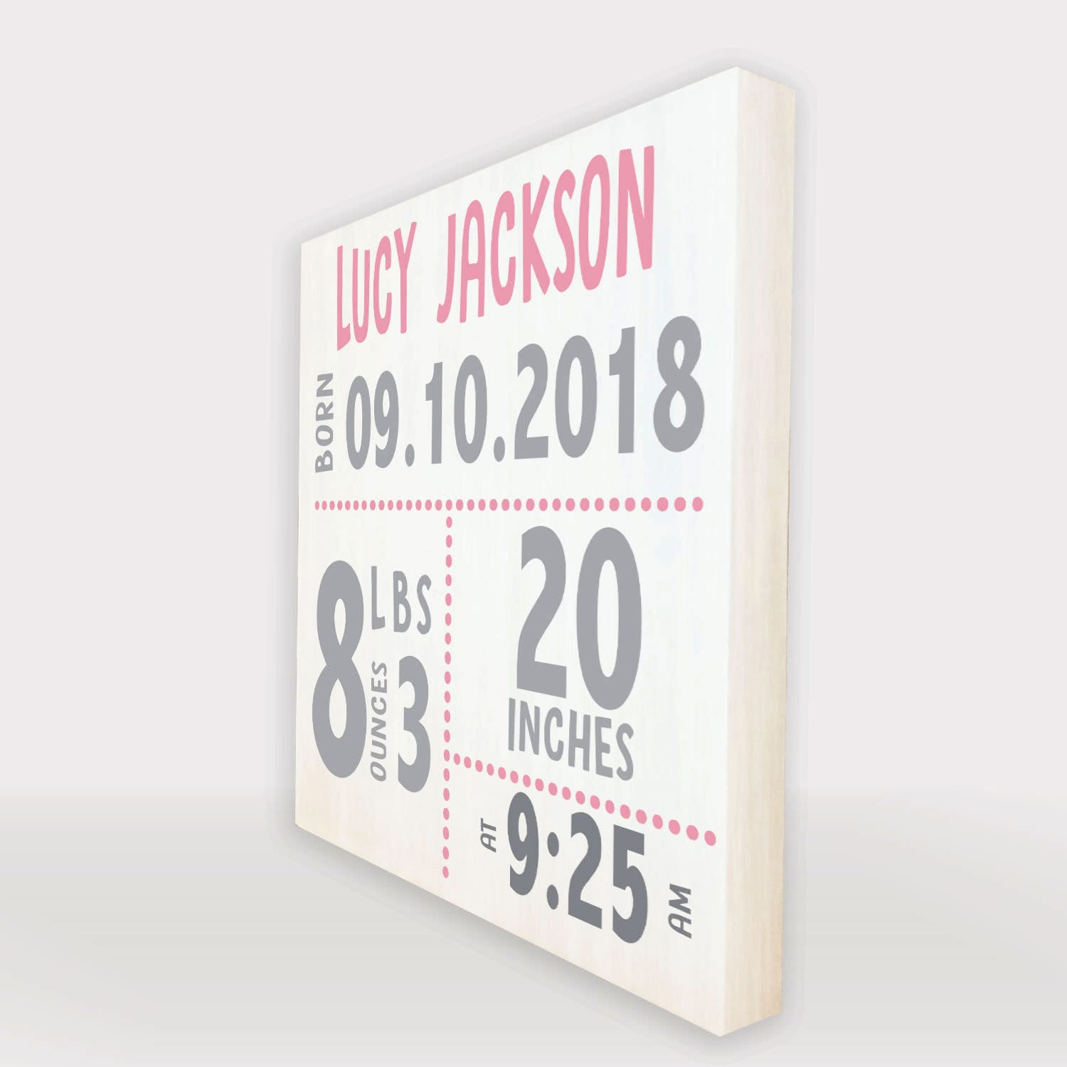 Custom Baby Girl Announcement Sign for Nursery. Date of Birth, Weight ...