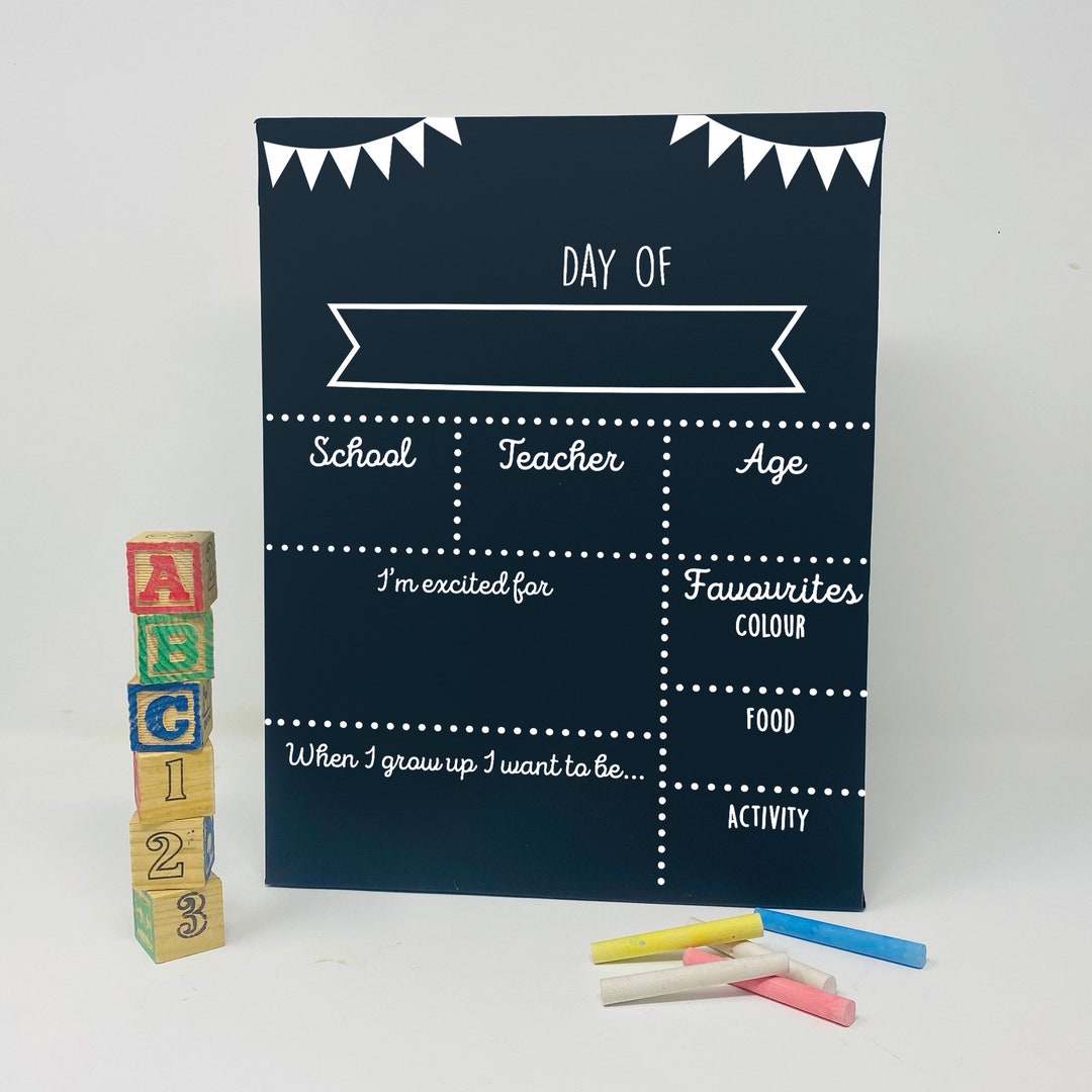 School Board Milestone Chalkboard Sign for First Day of School and Last ...