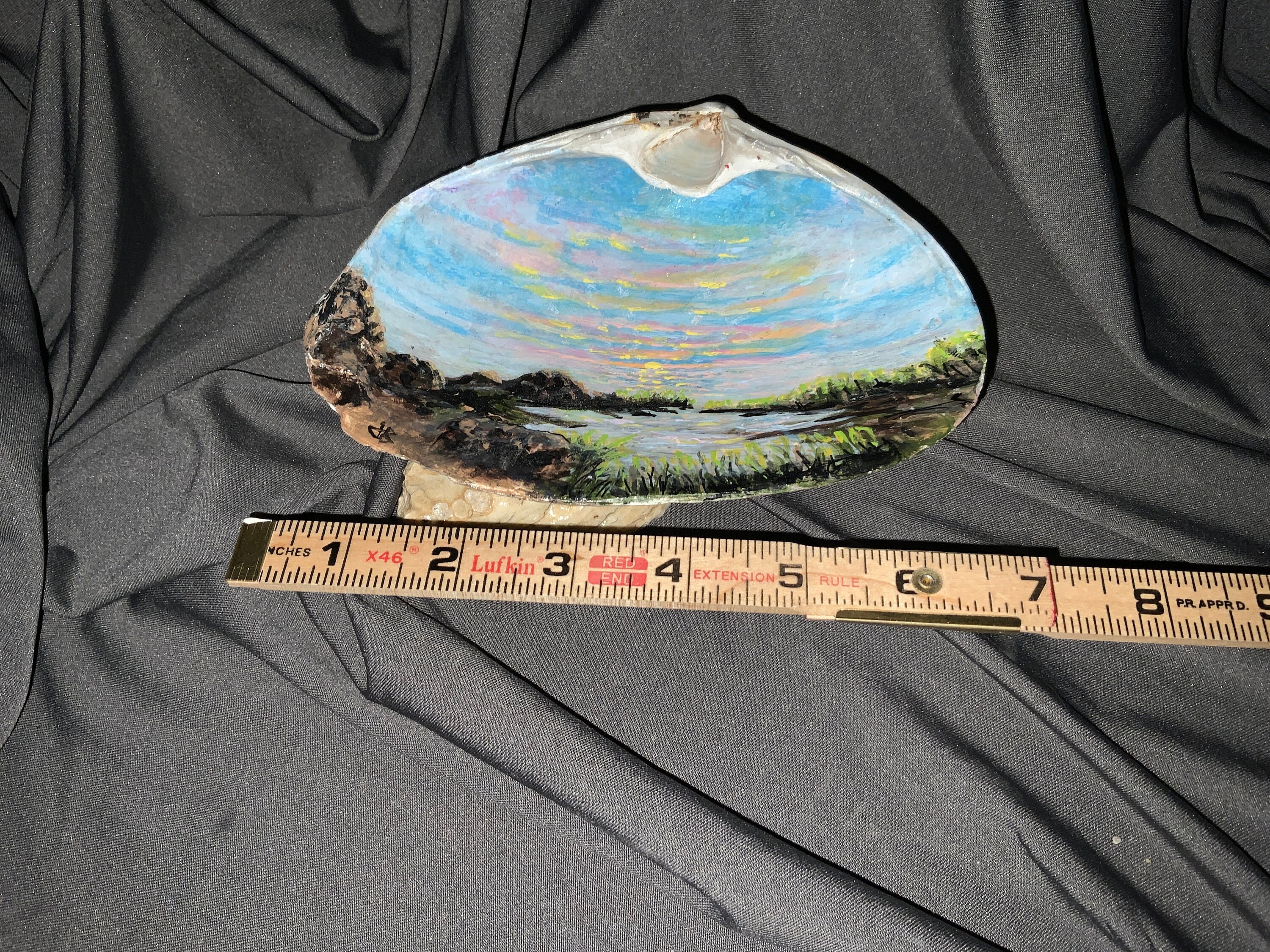 Unique, Signed Hand Painted Raised Clam Seascape With Natural Oyster ...
