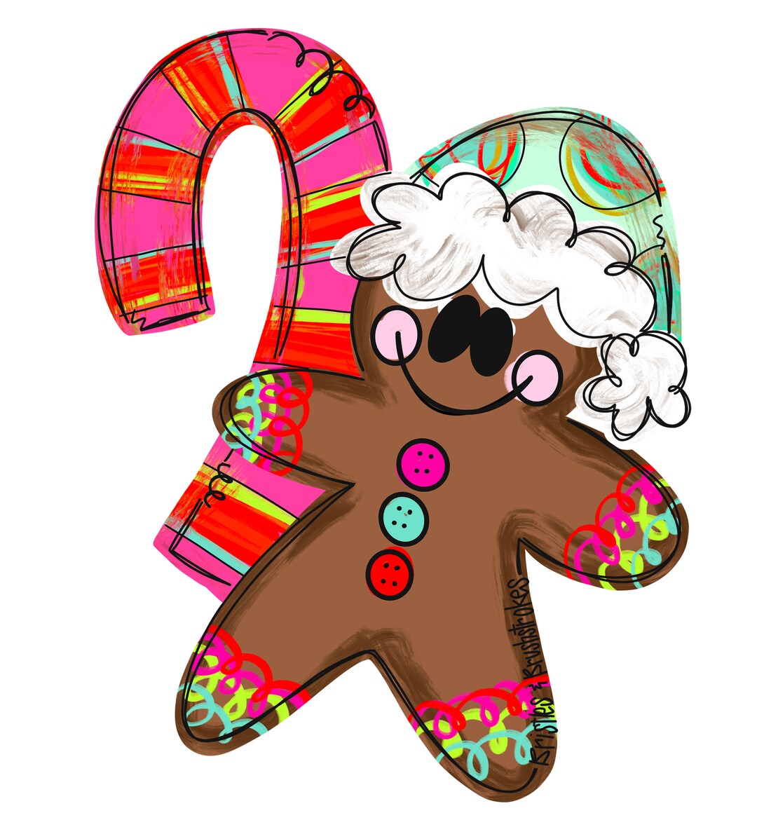 TEMPLATE- Gingerbread Candy Cane | Door Hanger Template | Christmas ...