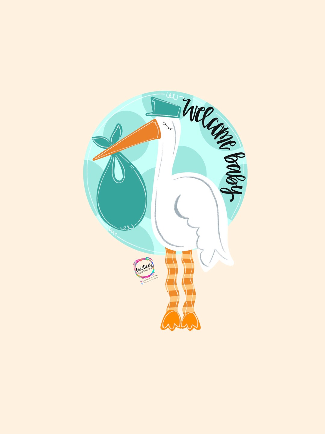 TEMPLATE- Baby Stork | Door Hanger Template | Digital Download - Etsy