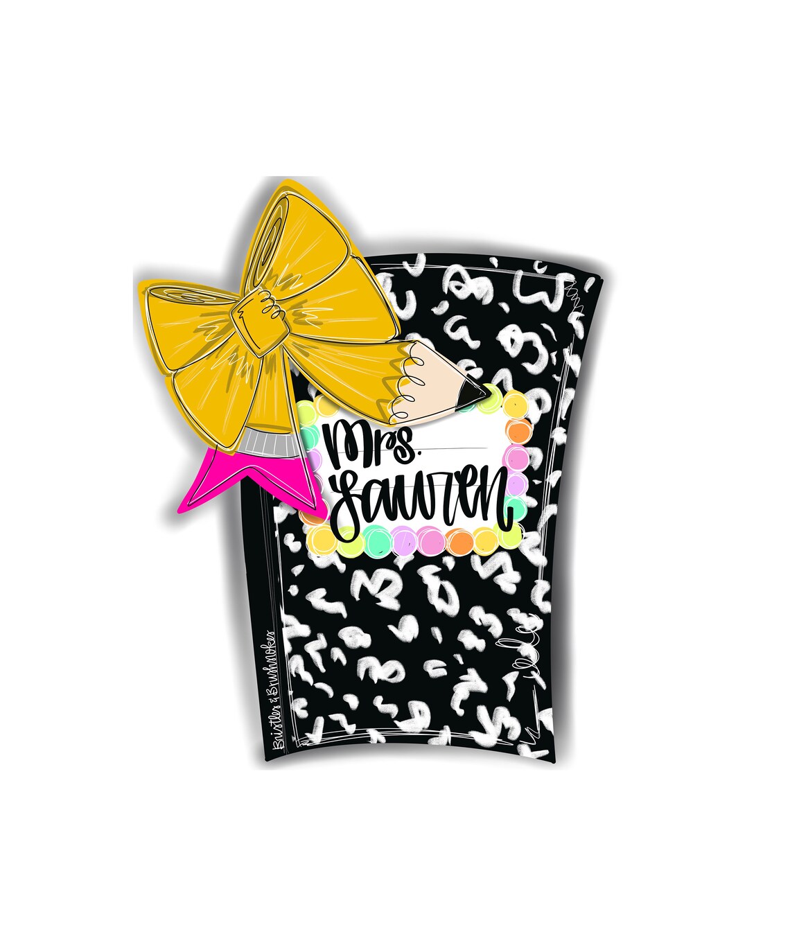 Template-teacher Door Hanger | Pencil | Bow | Composition Book | Back ...