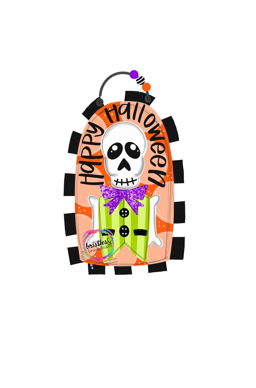 Template-halloween Door Hanger Template | Skeleton | Orange | Tombstone ...