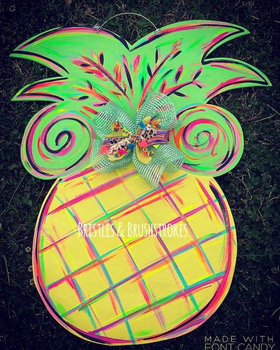 Template-pineapple Door Hanger Template Digital Download - Etsy