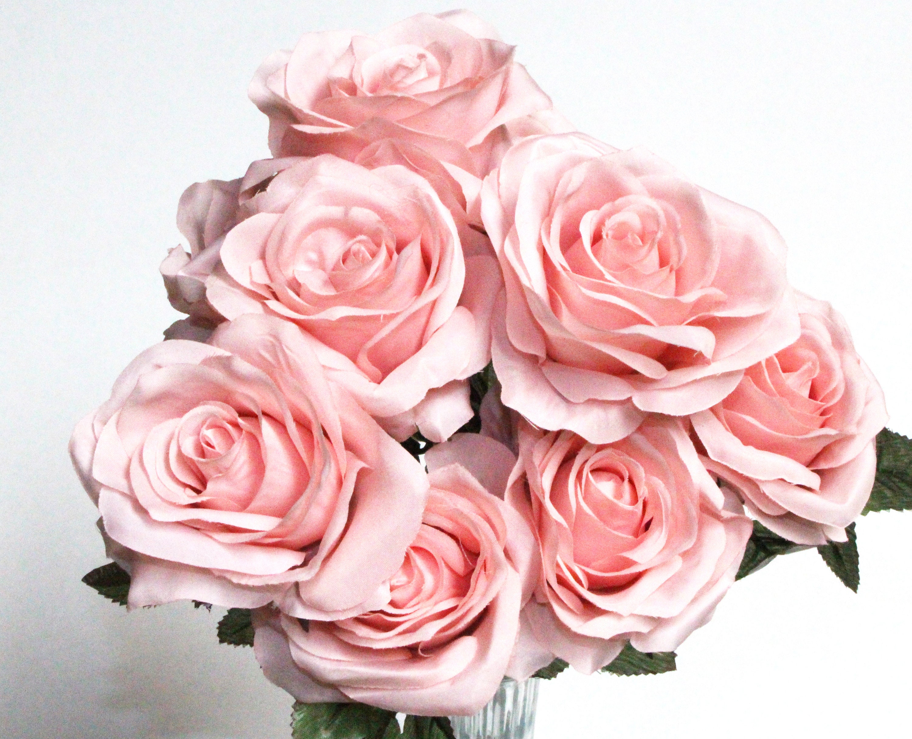 Blush Color Rose Bouquet Artificial Silk Flower 9 Heads Bush - Etsy