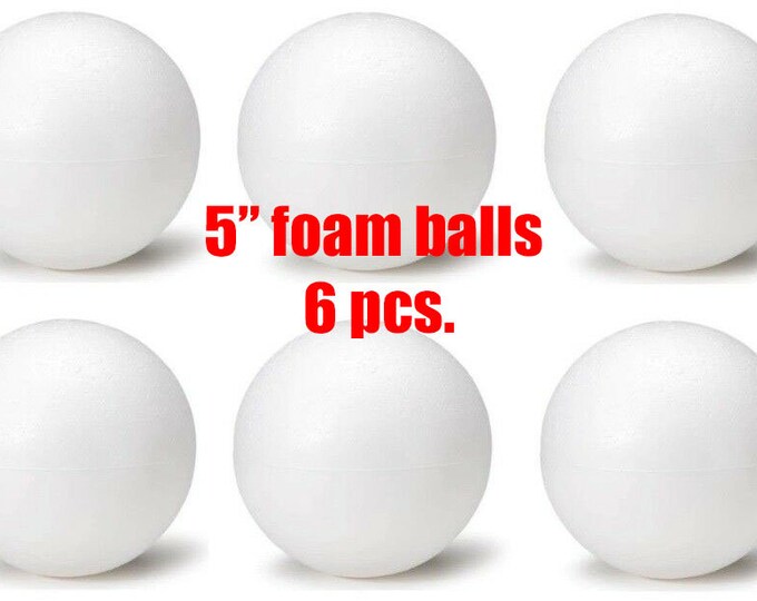 6 Pack of Styrofoam Balls 5" Round White Styro Foam Polystyrene Sphere ...
