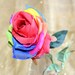 18 Stem Artificial Silk Rainbow Rose Flower Bush Bouquet for DIY Any ...