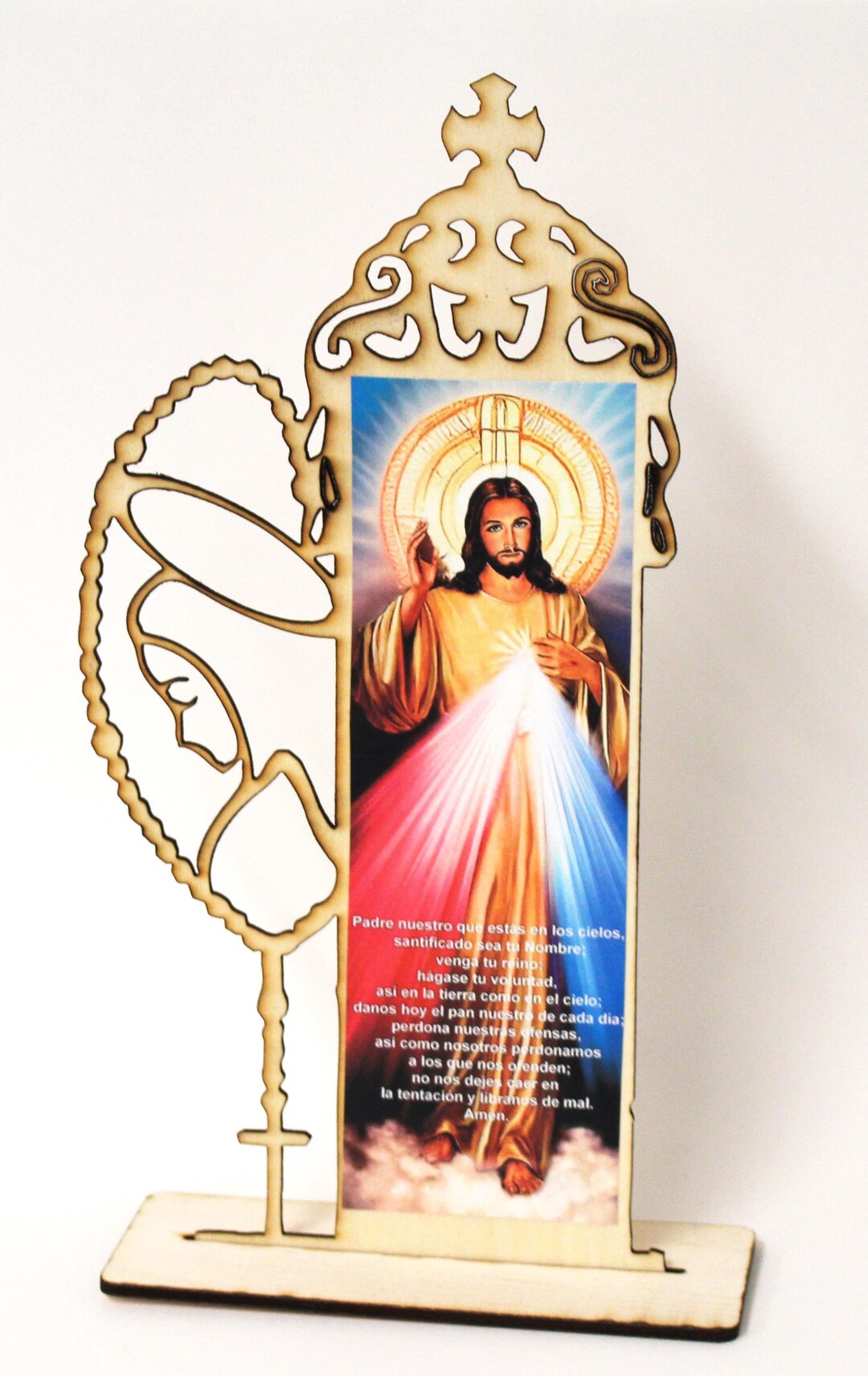 6pc Divine Jesus Prayer Wood Stand Laser Cutout Baptism Centerpiece 1st ...