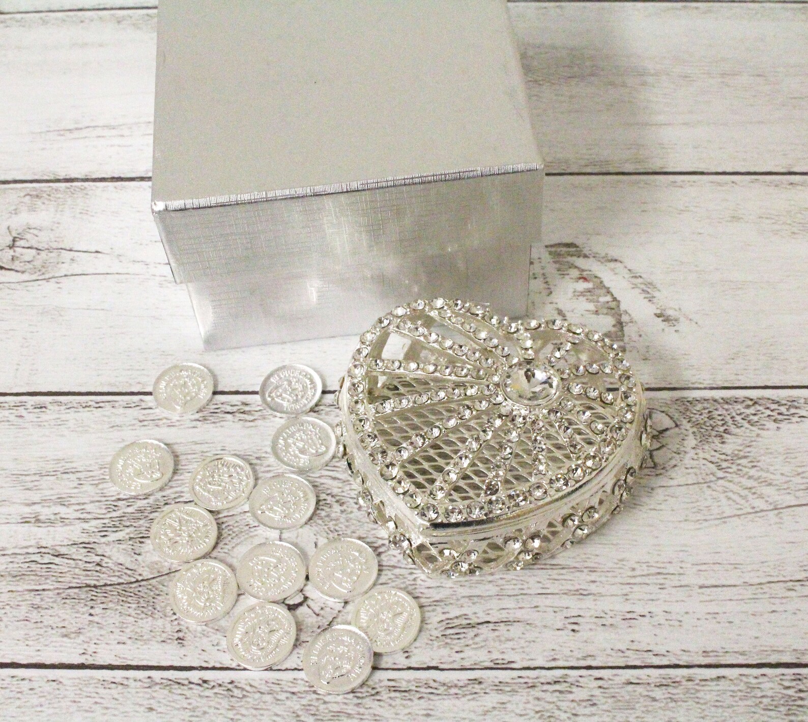 Heart Center Bling Wedding Unity Coins Arras de Boda Box | Etsy