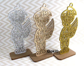 12 Guardian Angel Boy Girl Cross Wood Stand Laser Cutout | Etsy