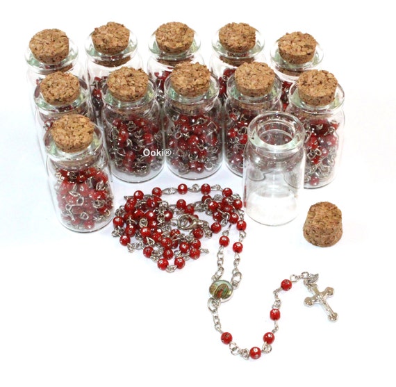 12pcs Rosary in Glass Beads Red Beaded Rosary Silver CATHOLIC - Etsy