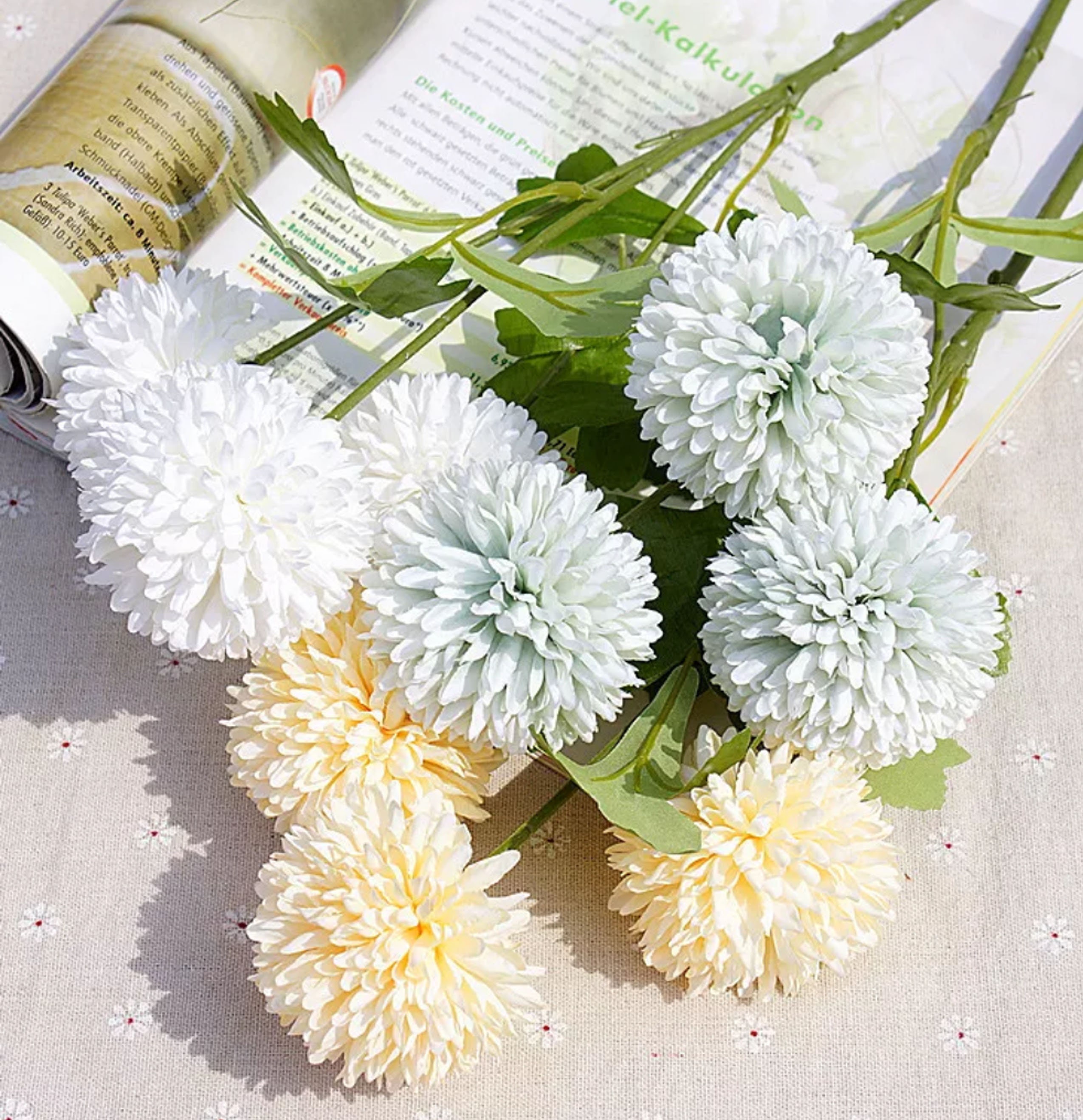 12 Dandelion Spring Heads Bulb Ball 4 Stems Artificial Flower - Etsy