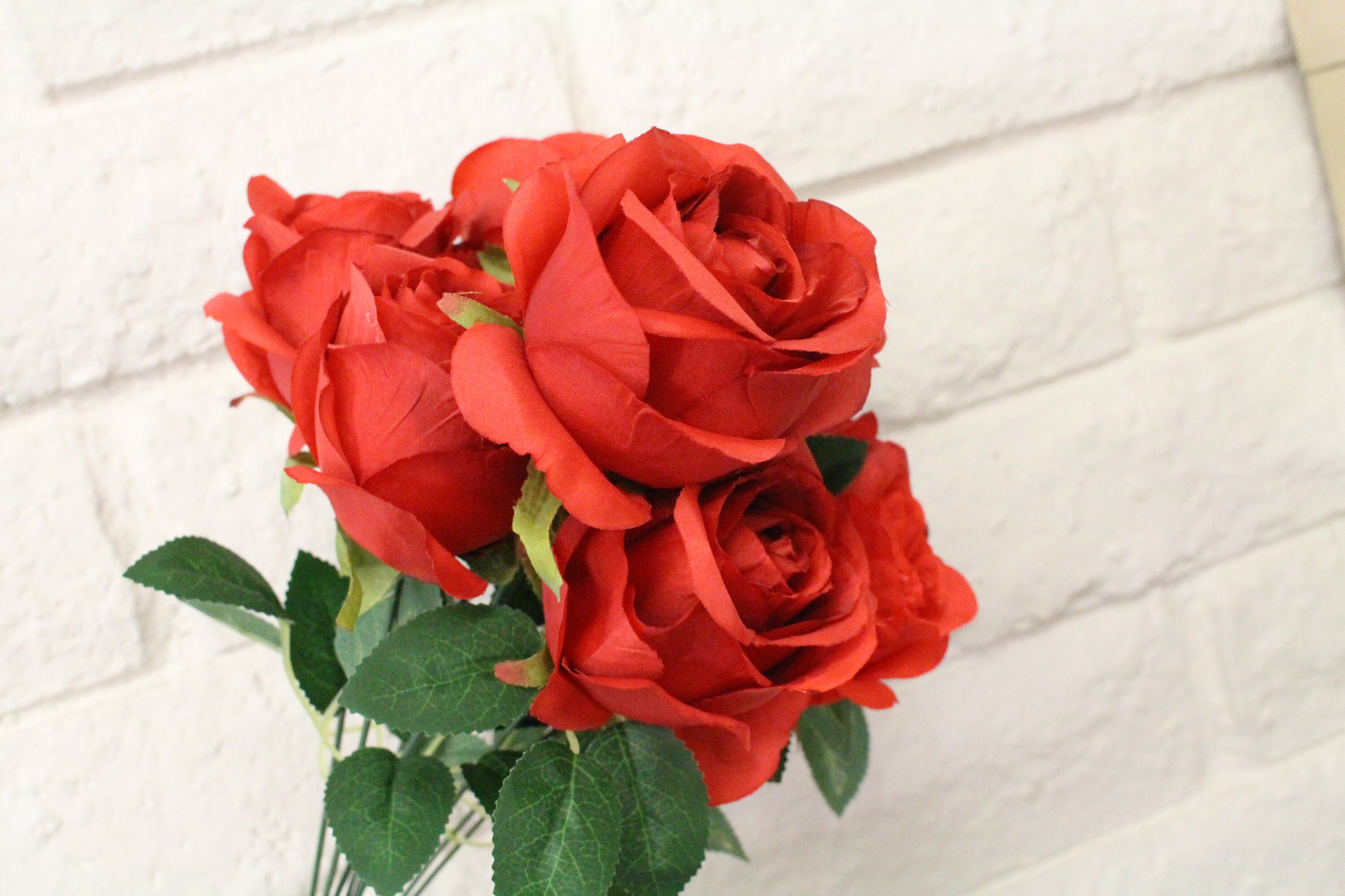 Ruby Red Color 10 Head Bulb Style Silk Rose Open Bush | Etsy