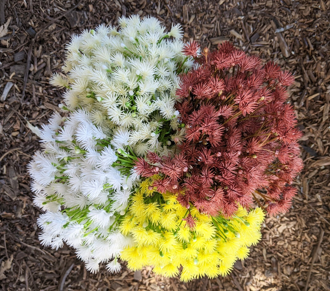 Mini Dandelion Bush Burgundy Cream Yellow Bouquet Artificial Flower ...