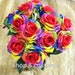 18 Stem Artificial Silk Rainbow Rose Flower Bush Bouquet for DIY Any ...