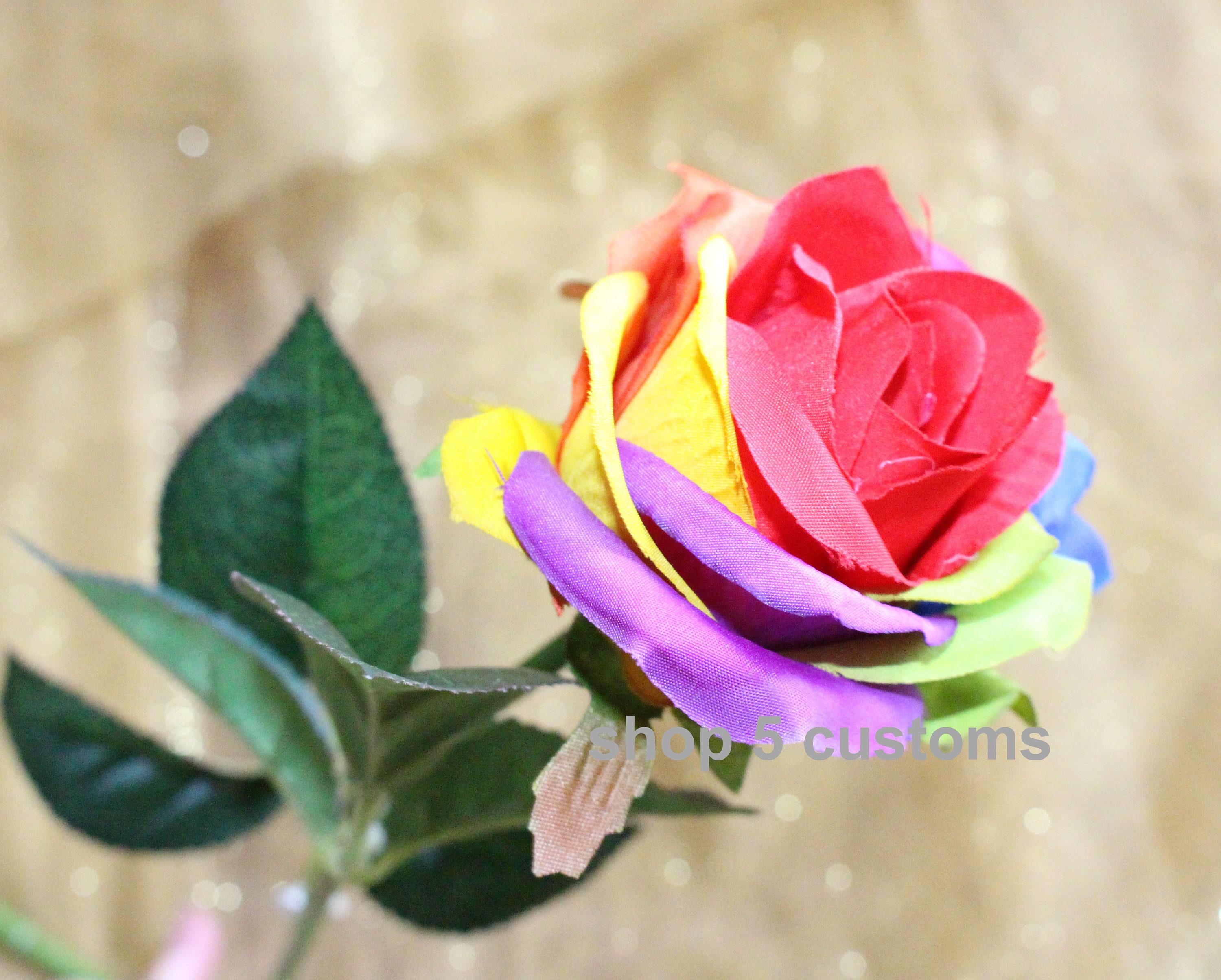 Stem Artificial Silk Rainbow Rose Flower Silk Flower for DIY - Etsy