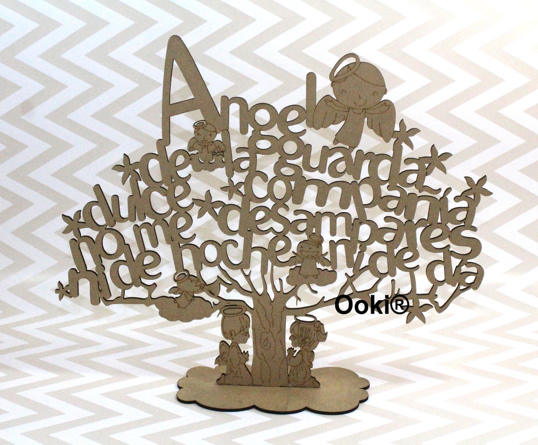 Guardian Angel Tree Wood Stand Laser Cutout Baptism Centerpiece 1st ...
