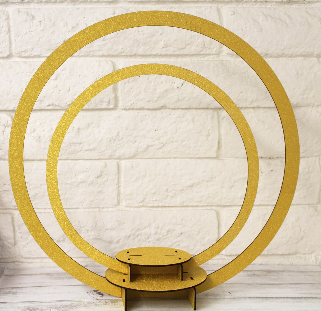 2pc Wood Gold Circle Centerpiece for Wedding/birthday/anniversary Cake ...