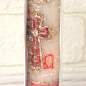 Red Gold Cross Confirmation Unique Paschal Gold-tone Candle Alpha Omega ...