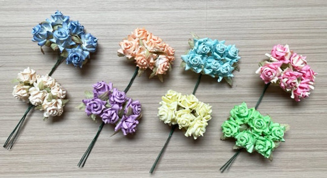 Miniature 72 Paper Craft Flower Rose Bouquet Scrapbook DIY Handmade ...