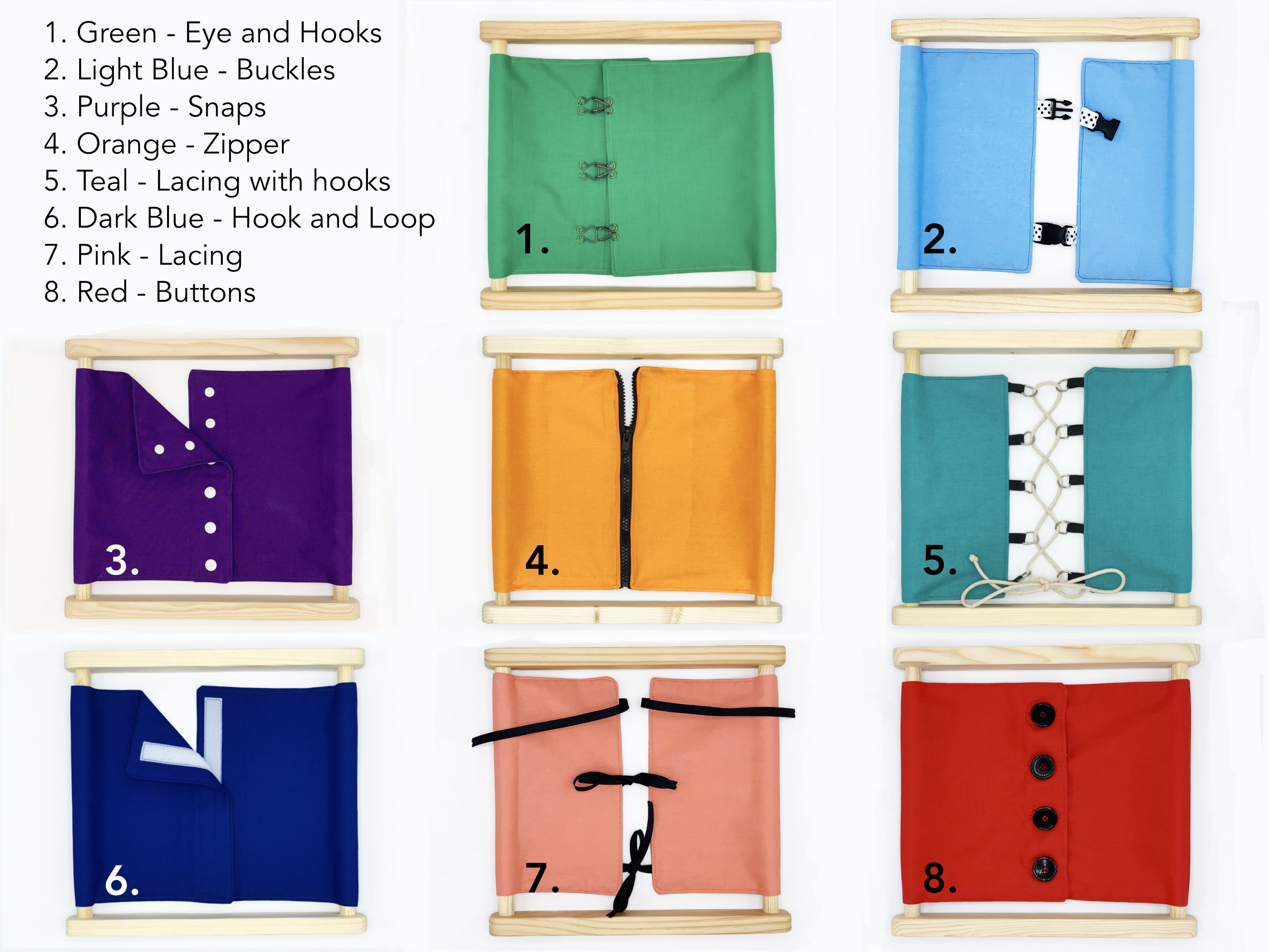 Montessori Dressing Frames Snap Button Montessori Materials | Etsy