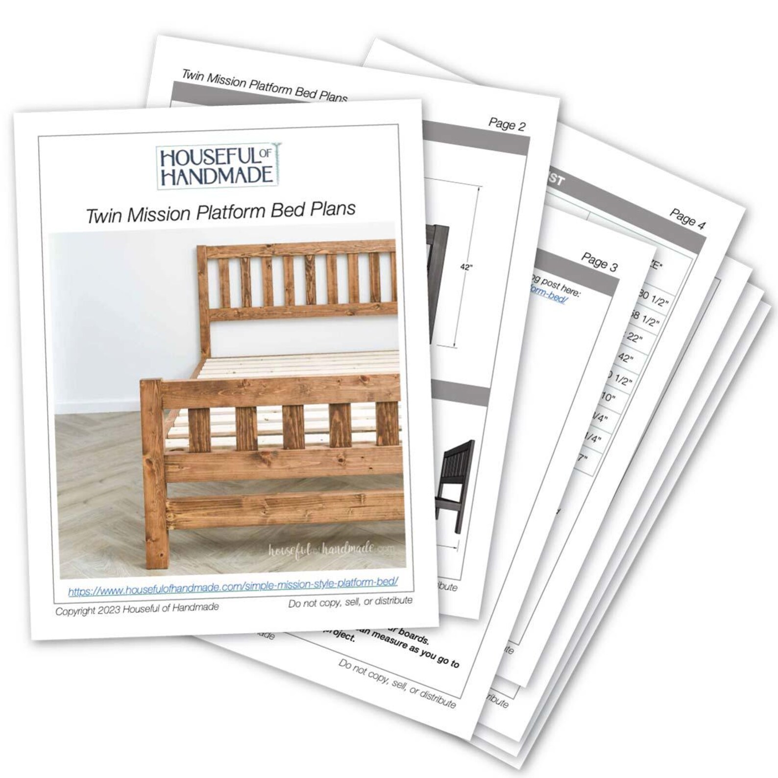 Twin Mission Style Bed Woodworking Plans - Wood Platform Bed PDF Plans ...
