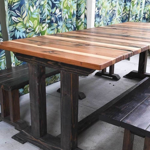 Trestle Style Picnic Table With Benches Woodworking Plans - Etsy
