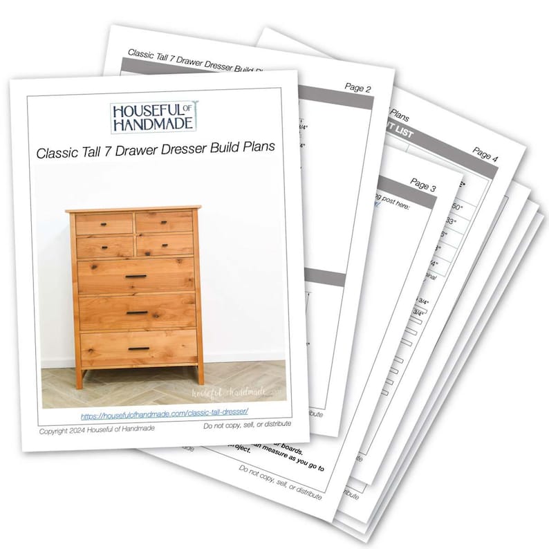 7 Drawer Dresser Woodworking Plans - Tall DIY Dresser PDF Plans - Etsy