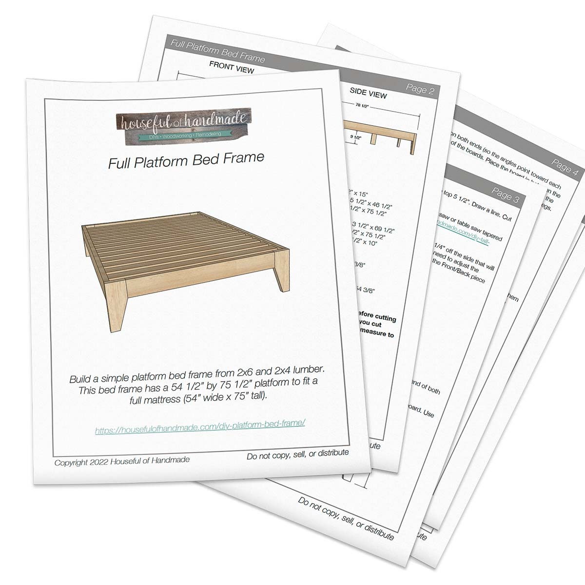 Full Platform Bed Frame Woodworking Plans - Etsy