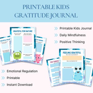 Printable Kids Gratitude Journal | Daily Mindfulness Prompts | Positive ...