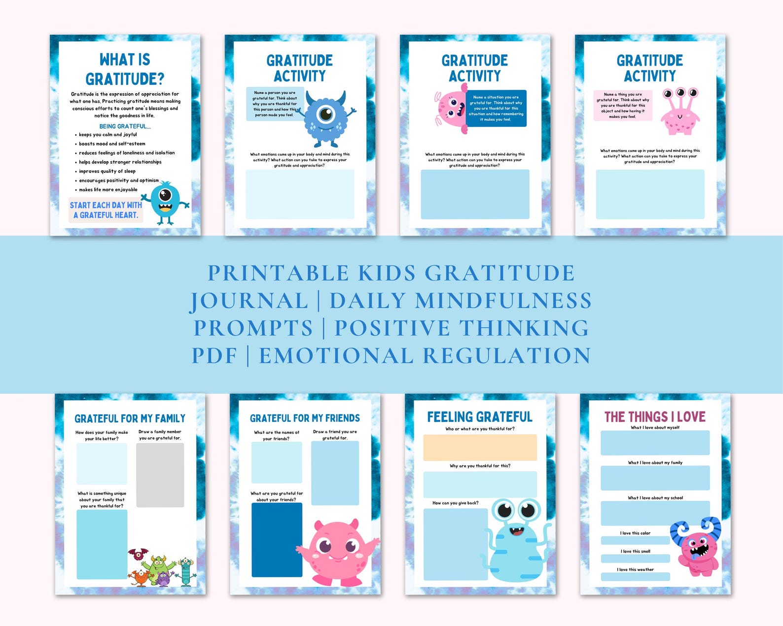 Printable Kids Gratitude Journal | Daily Mindfulness Prompts | Positive ...