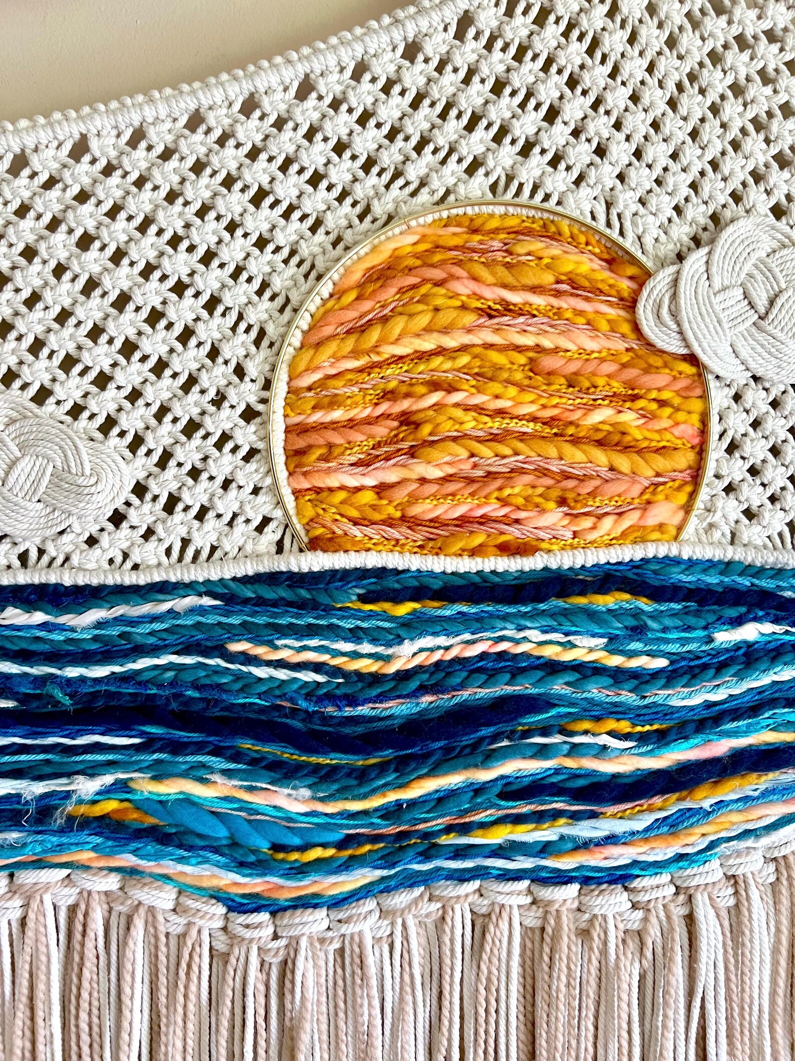 SUNRISE #3 | Extra Large Macrame Wall Hanging | Ocean Beach Landscape ...