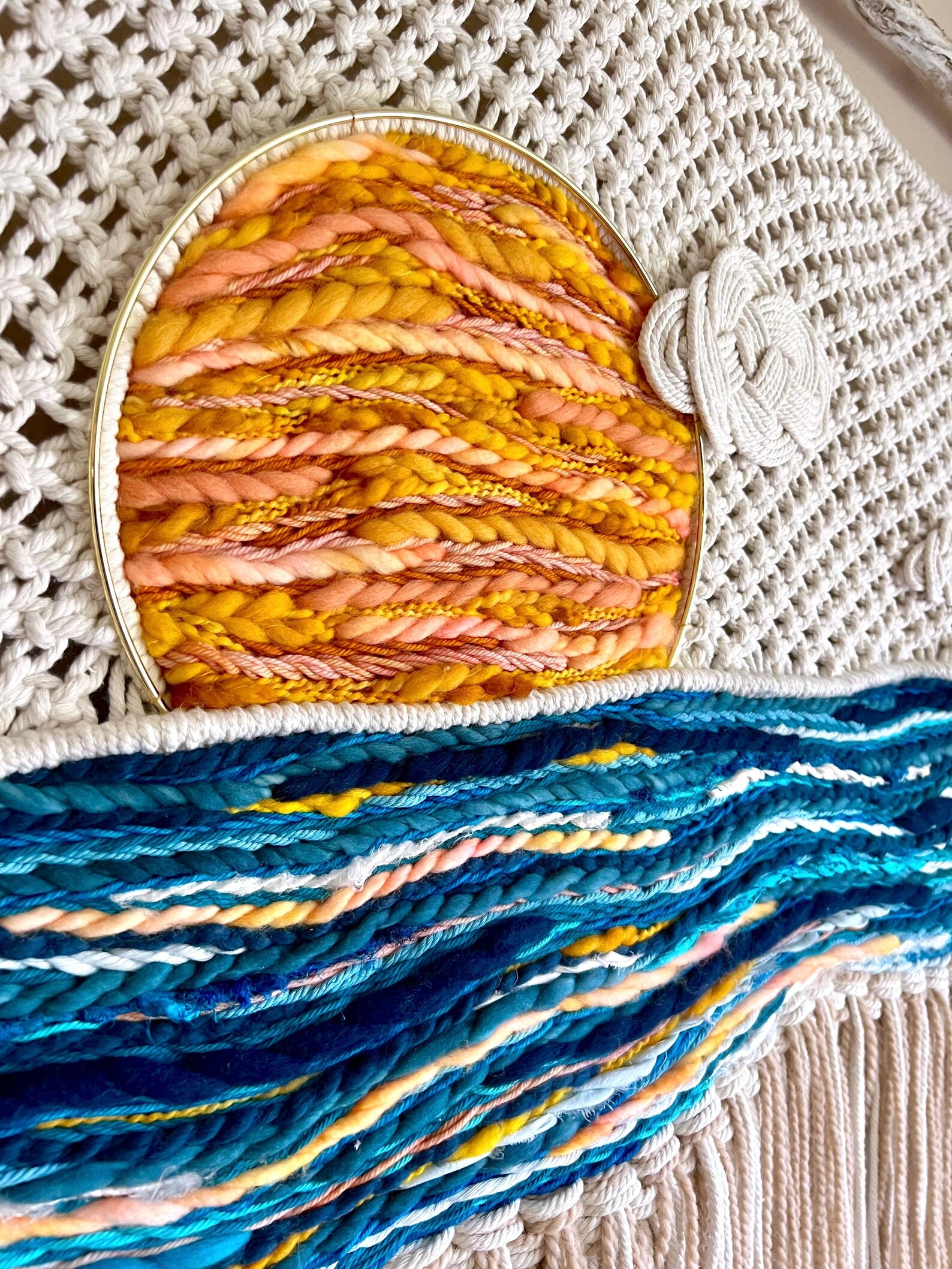 SUNRISE #3 | Extra Large Macrame Wall Hanging | Ocean Beach Landscape ...