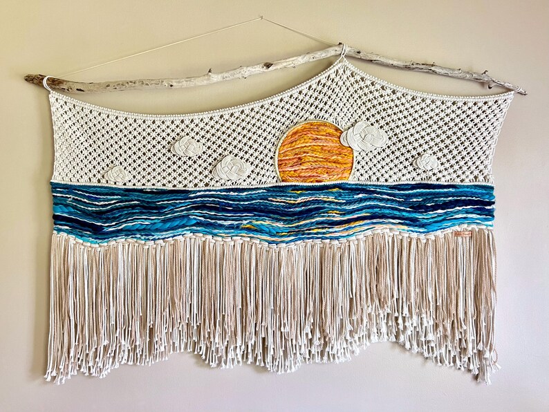 SUNRISE #3 | Extra Large Macrame Wall Hanging | Ocean Beach Landscape ...