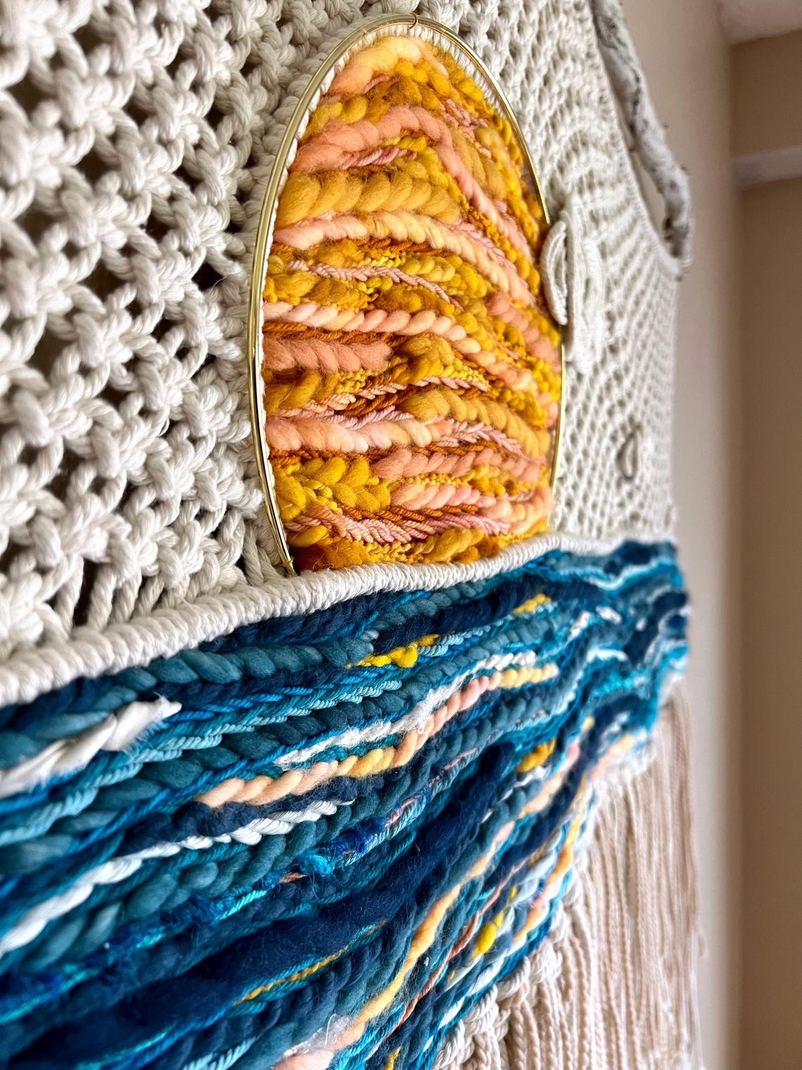 SUNRISE #3 | Extra Large Macrame Wall Hanging | Ocean Beach Landscape ...