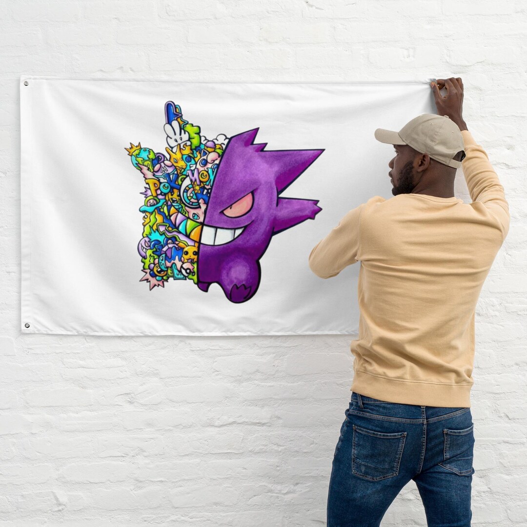 Gengar Pokémon Art Flag, Bedroom Wall Decor, Pokémon Tapestry, Gaming ...