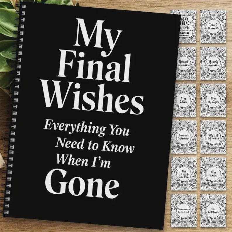 End of Life Planning Notebook Journal, Final Wishes, Funeral Planning ...